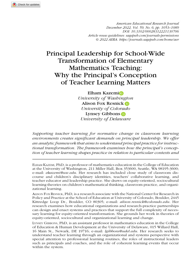 Principal Leadership in Math Education | PDF