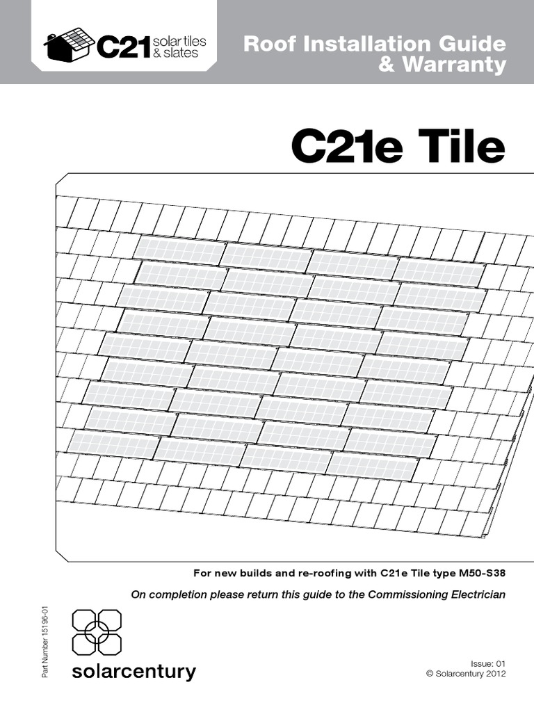 C21e Roof Installation & Warranty Guide | PDF | Solar Panel | Photovoltaics