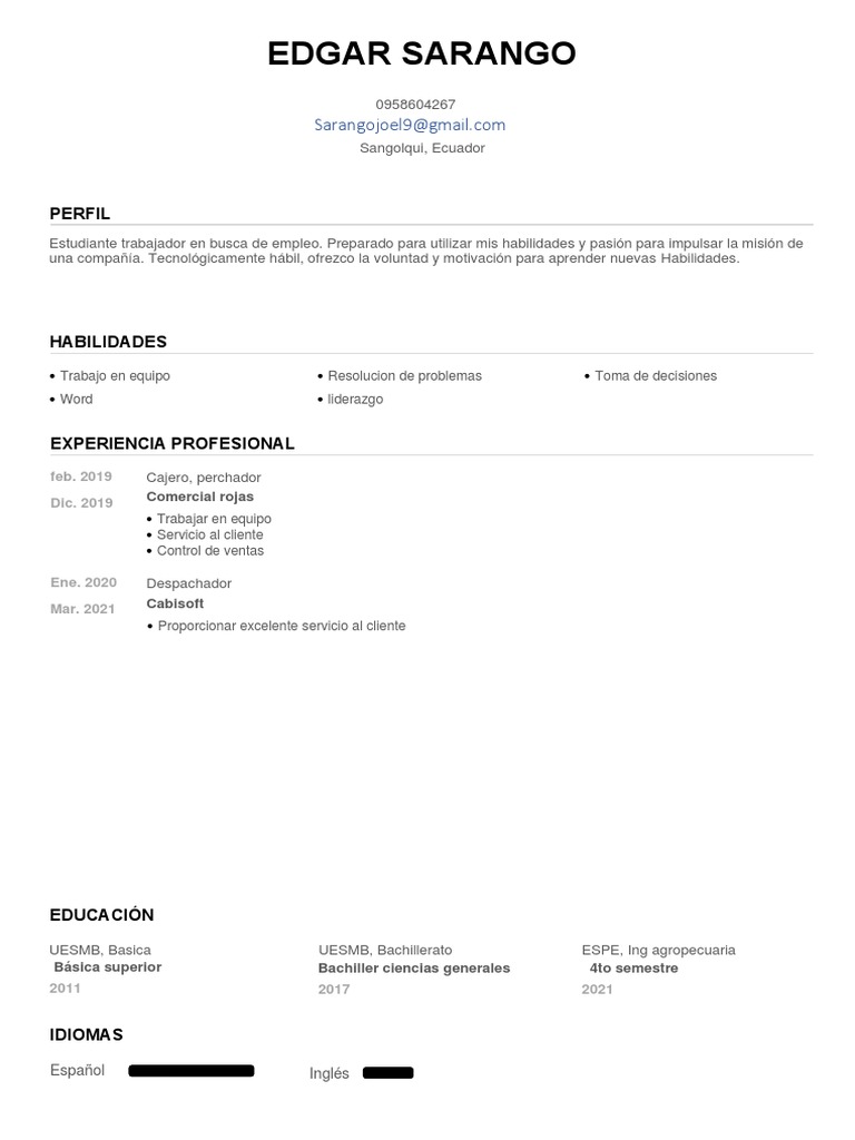 CV Edgar Sarango | PDF