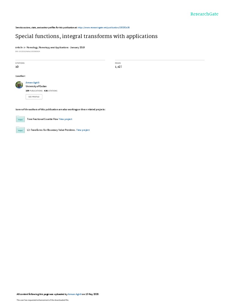Special Functions And Integral Transforms Pdf