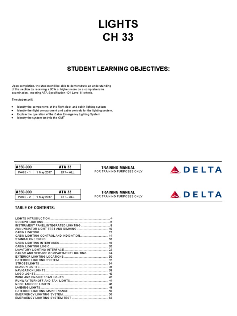 A350 Ata 33 | PDF | Cockpit | Lighting