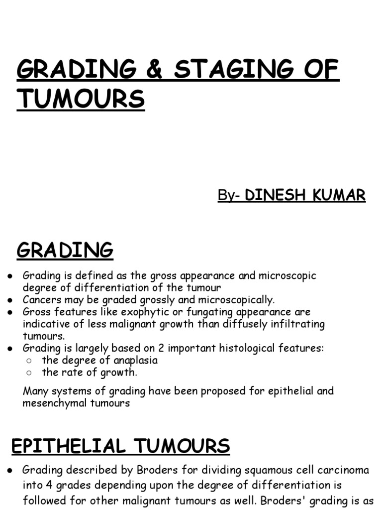 Grading & Staging of Tumour and Its Clinical Significance | PDF