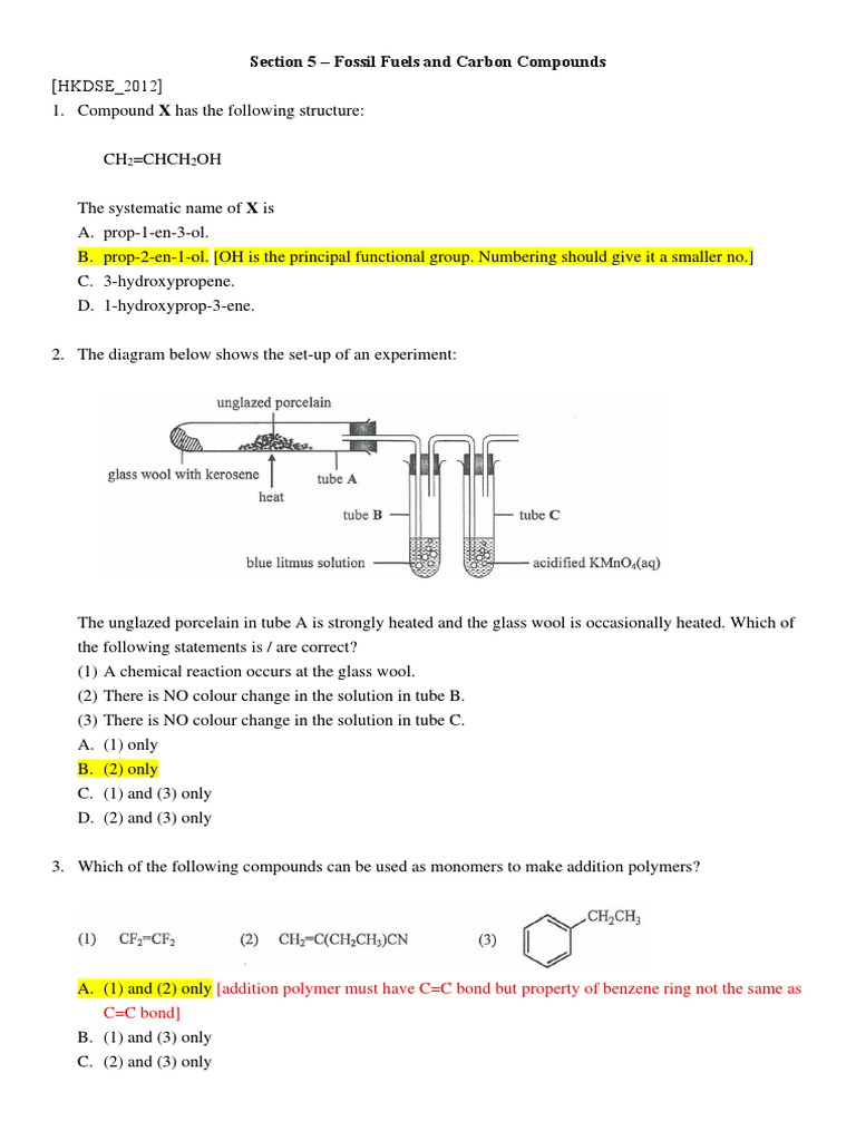 DSE 5-8 MC - Ans | PDF | Chemical Polarity | Chlorine