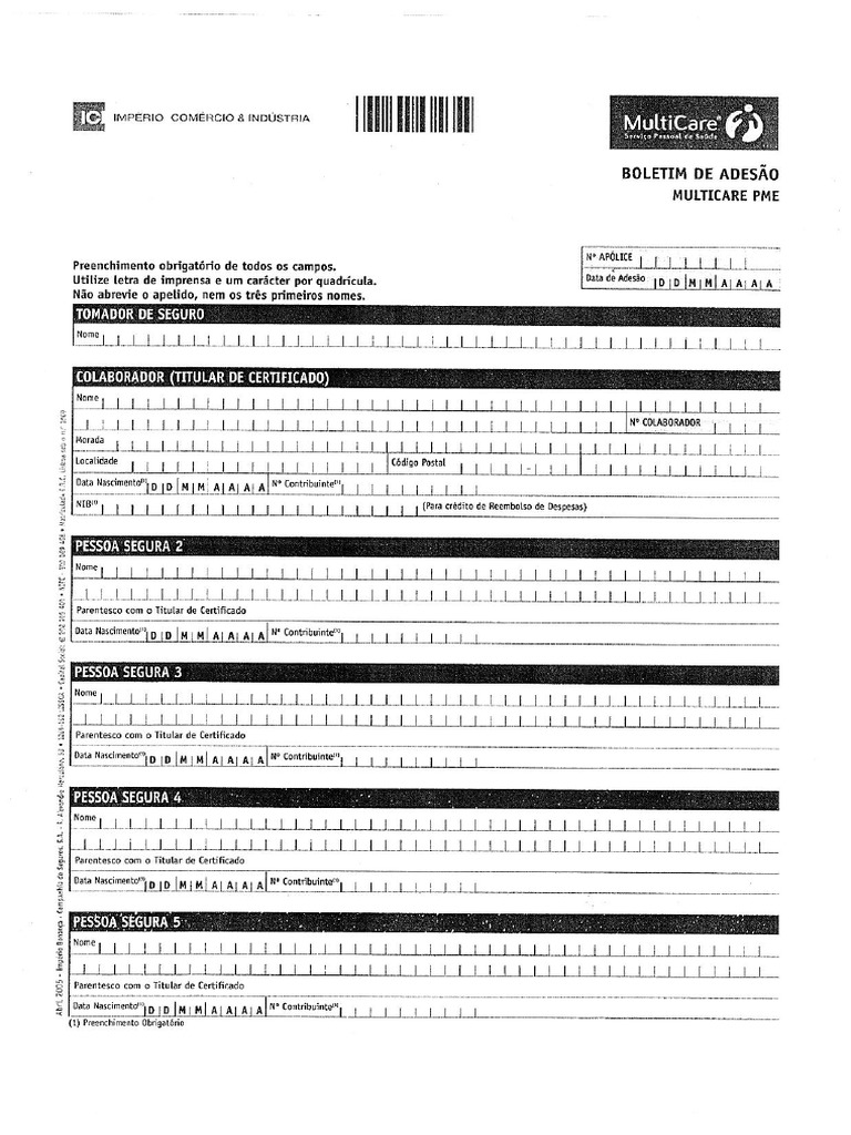 Adesão Multicare - Formulário | PDF