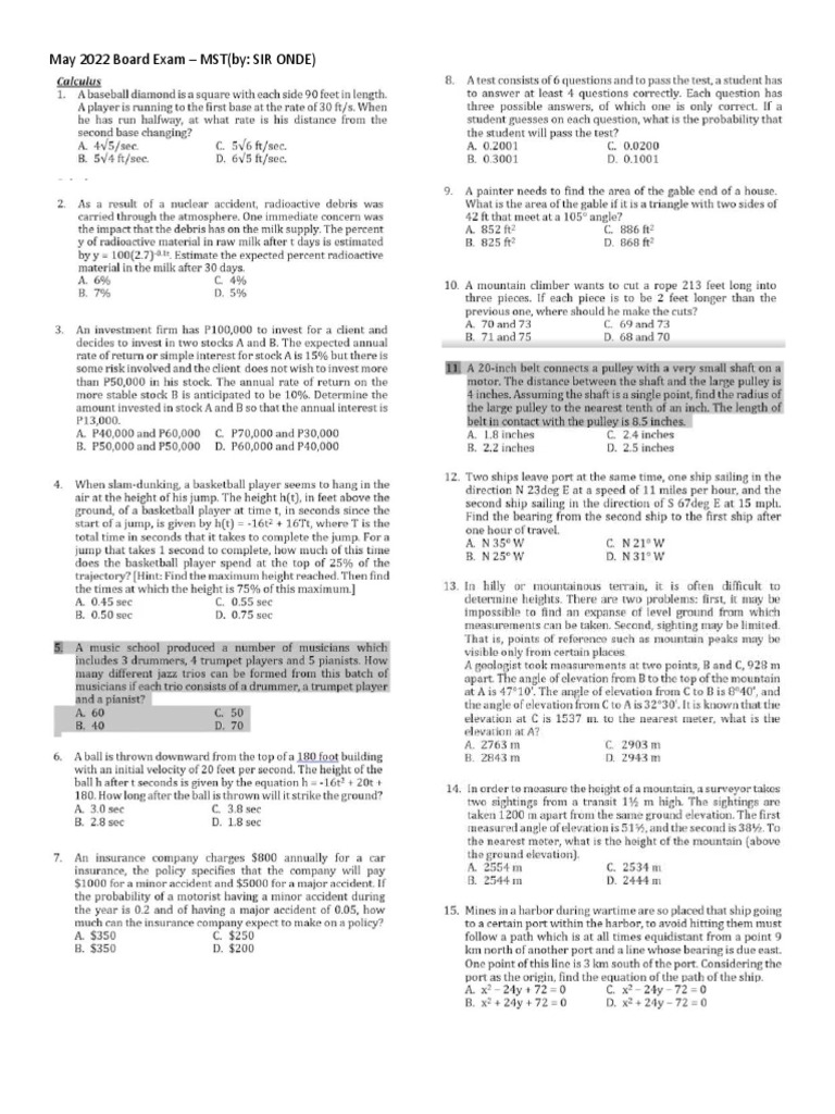 May 2022 Board Exam - Mste | PDF