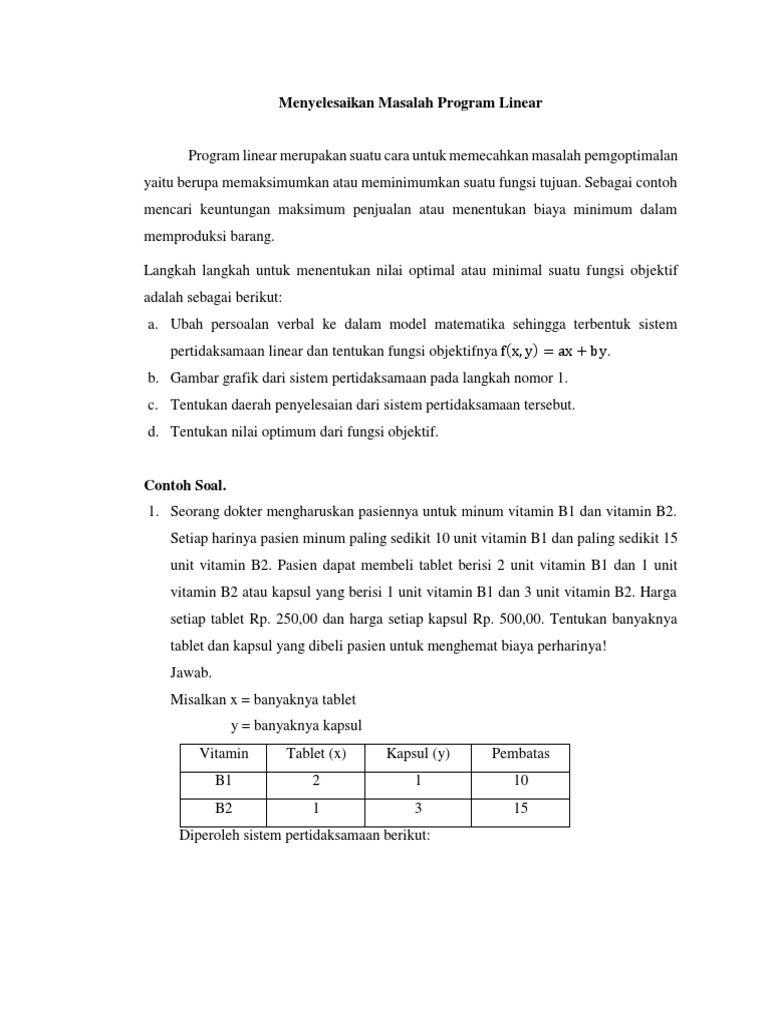 Menyelesaikan Masalah Program Linear | PDF | Metode & Bahan Ajar