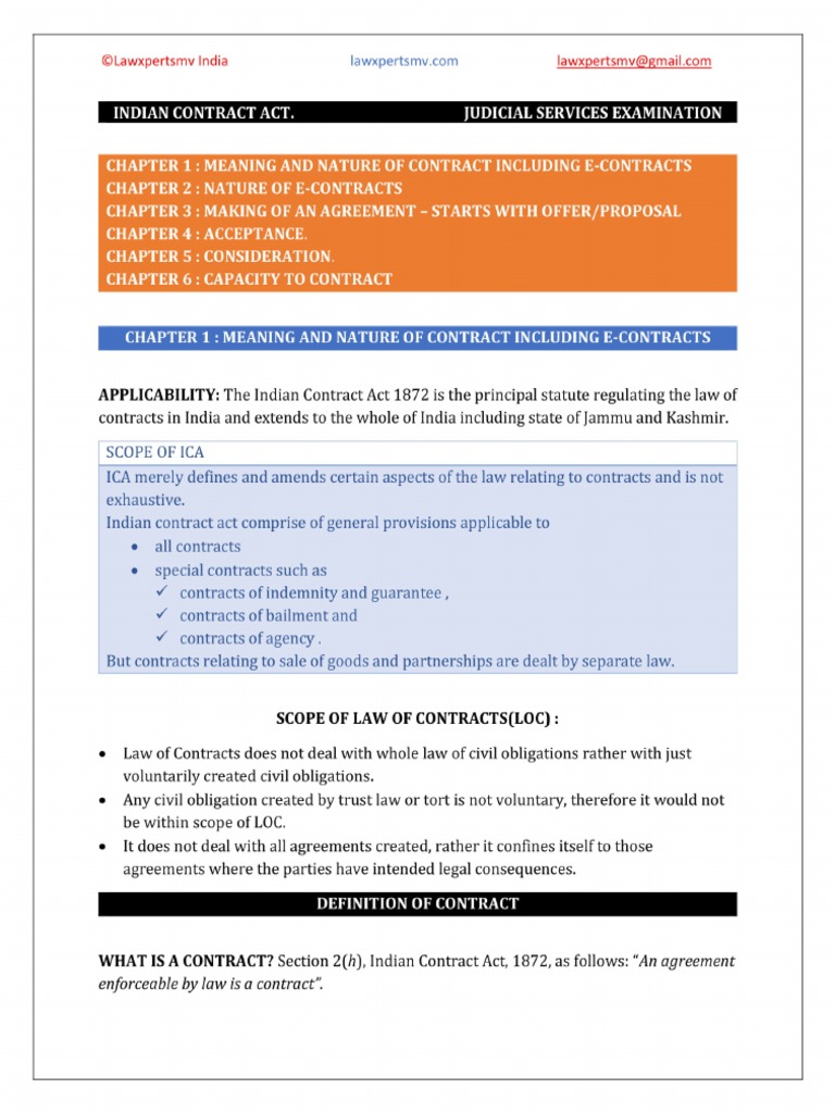 Contract Act. Sample Notes | PDF