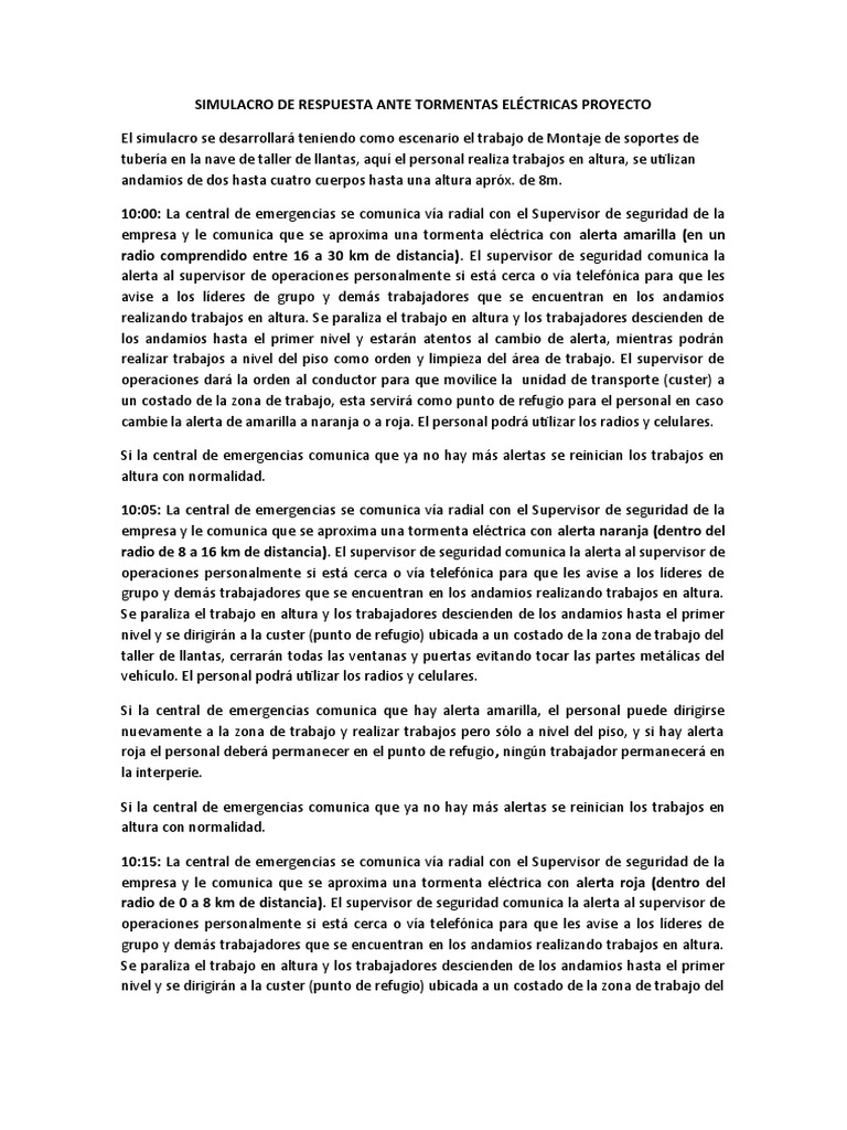 Simulacro de Rpta Ante Tormentas Eléctricas | PDF