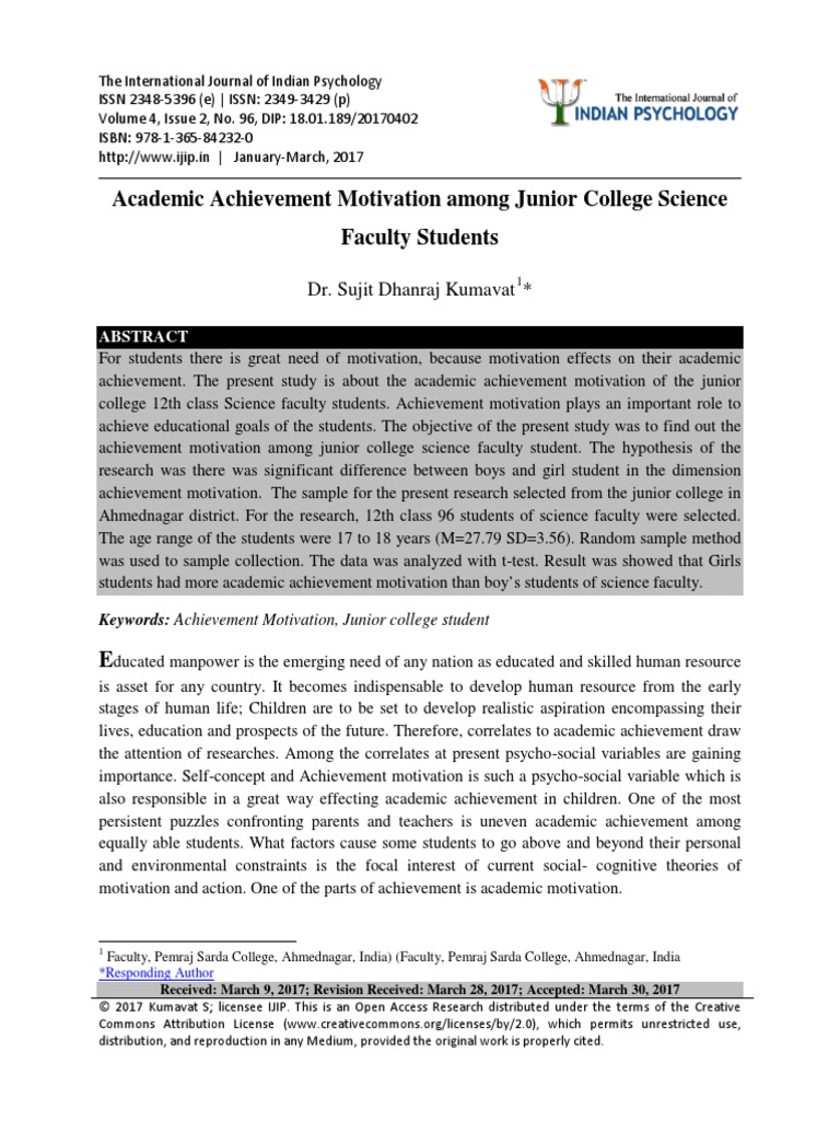 Academic Achievement Motivation Test Paper | PDF | Motivational ...