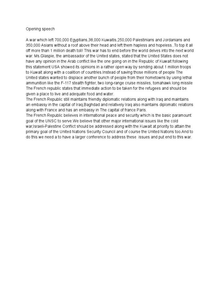 Opening Speech | PDF