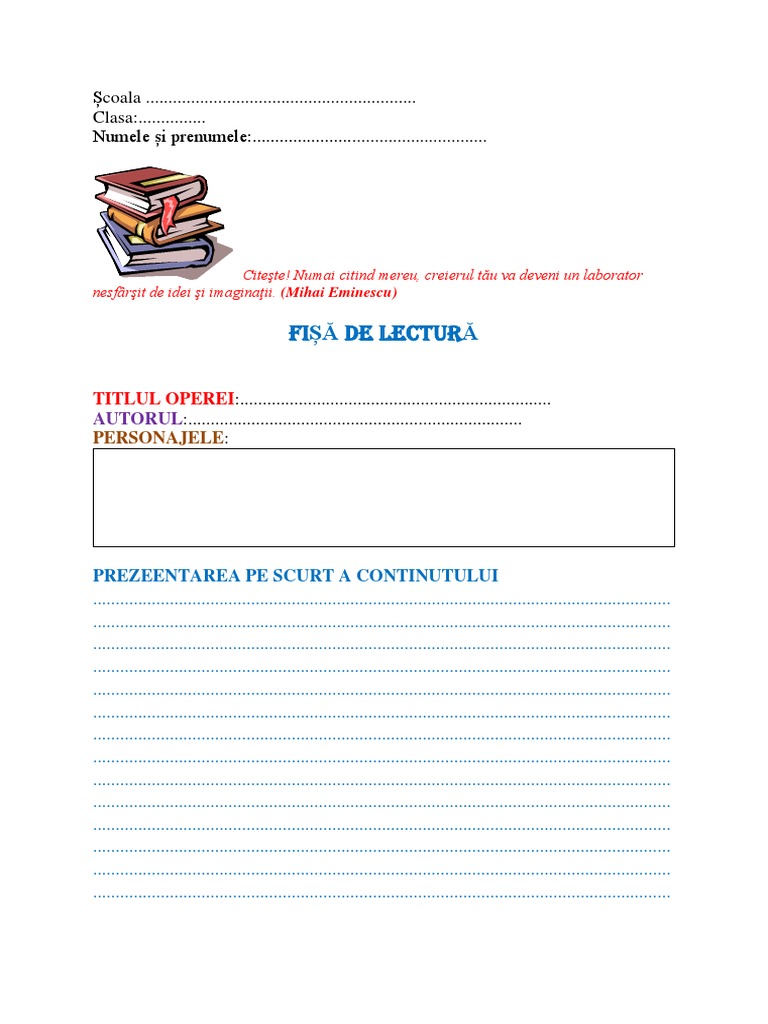Fisa de Lectura | PDF