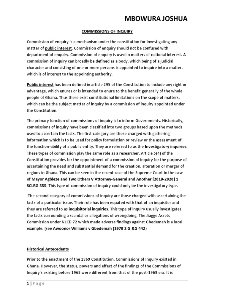 Commissions of Inquiry | PDF