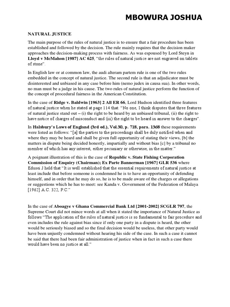 Natural Jutice Law | PDF