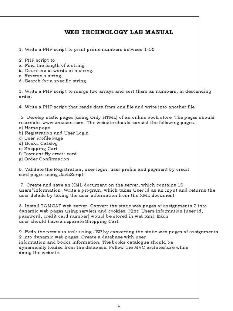 Web Technology Lab Manual | PDF | World Wide Web | Internet & Web