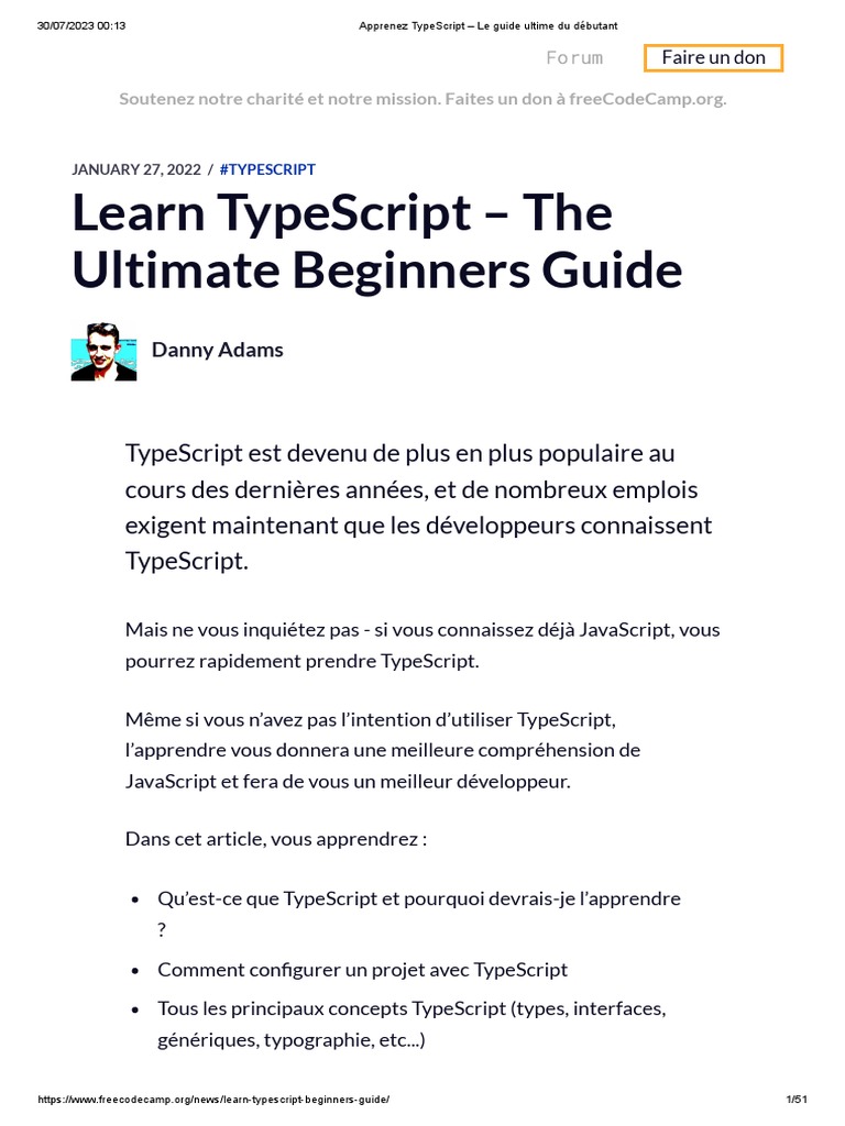 Apprenez TypeScript - Le Guide Ultime Du Débutant | PDF | JavaScript | Logiciel multiplateforme