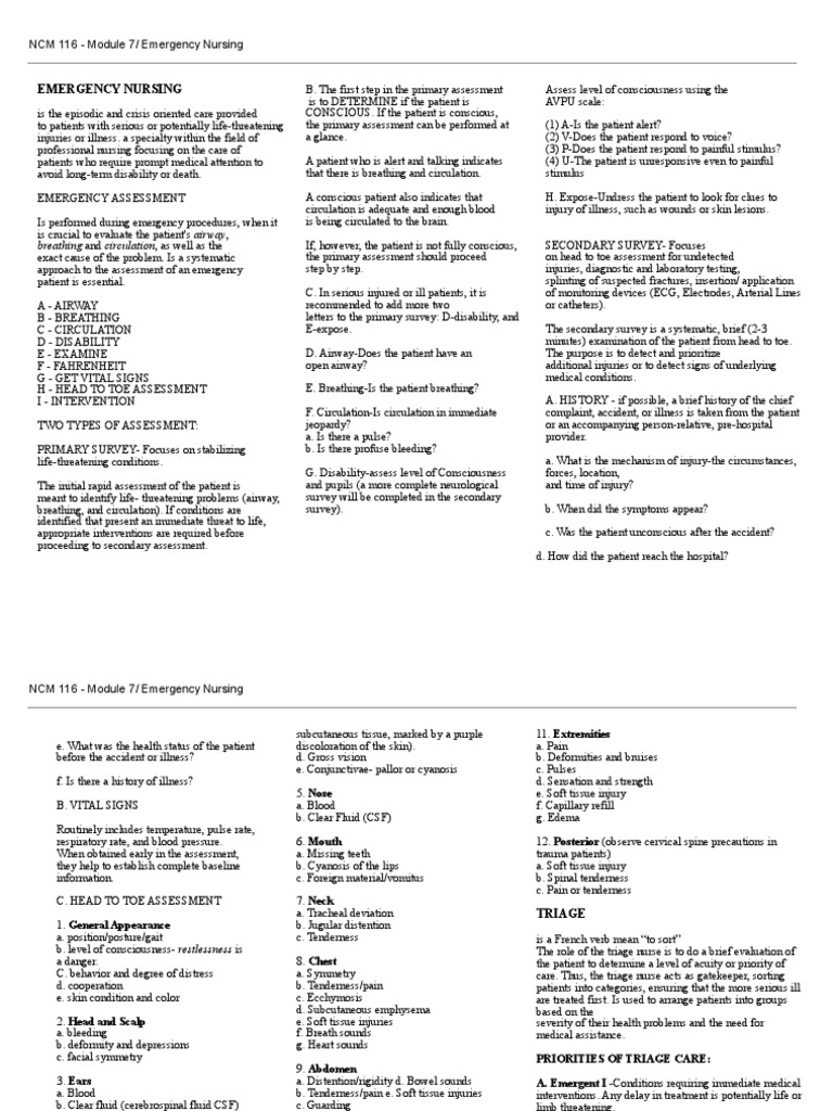 NCM 116 Module 7 | PDF