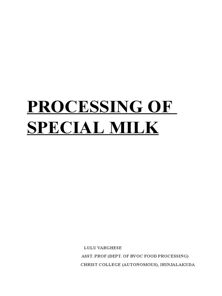 Processing Techniques for Special Milk | PDF | Milk | Sucrose
