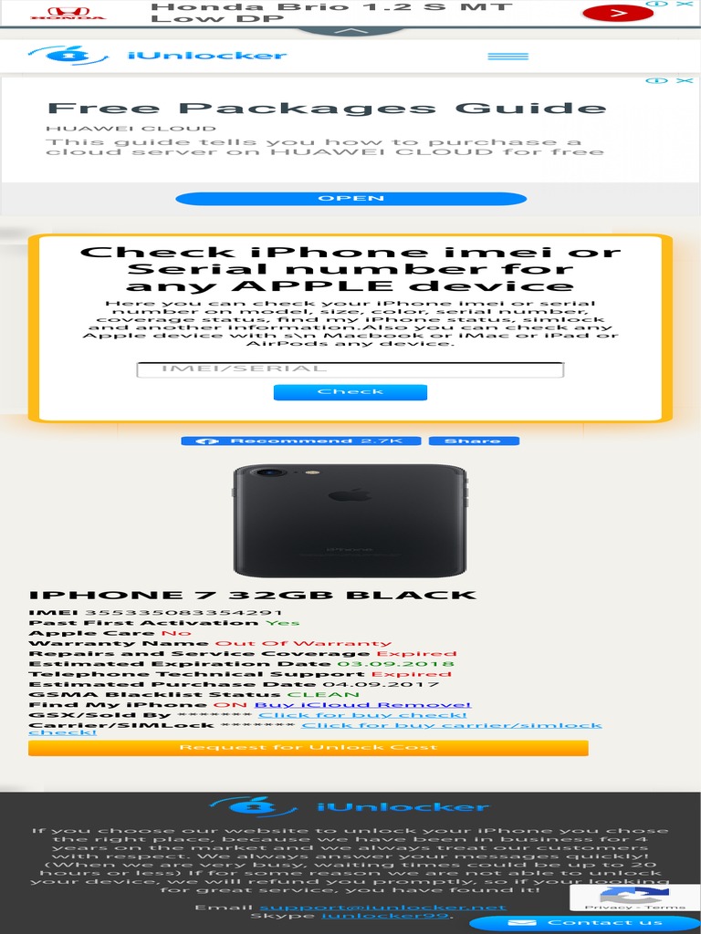 Check IMEI Iphone or Serial Apple FREE | PDF