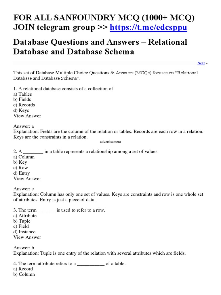 MCQ DBMS | PDF