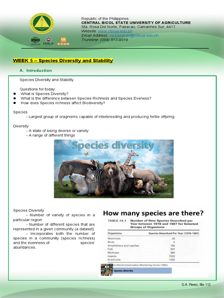 Species Diversity and Stability Overview | PDF