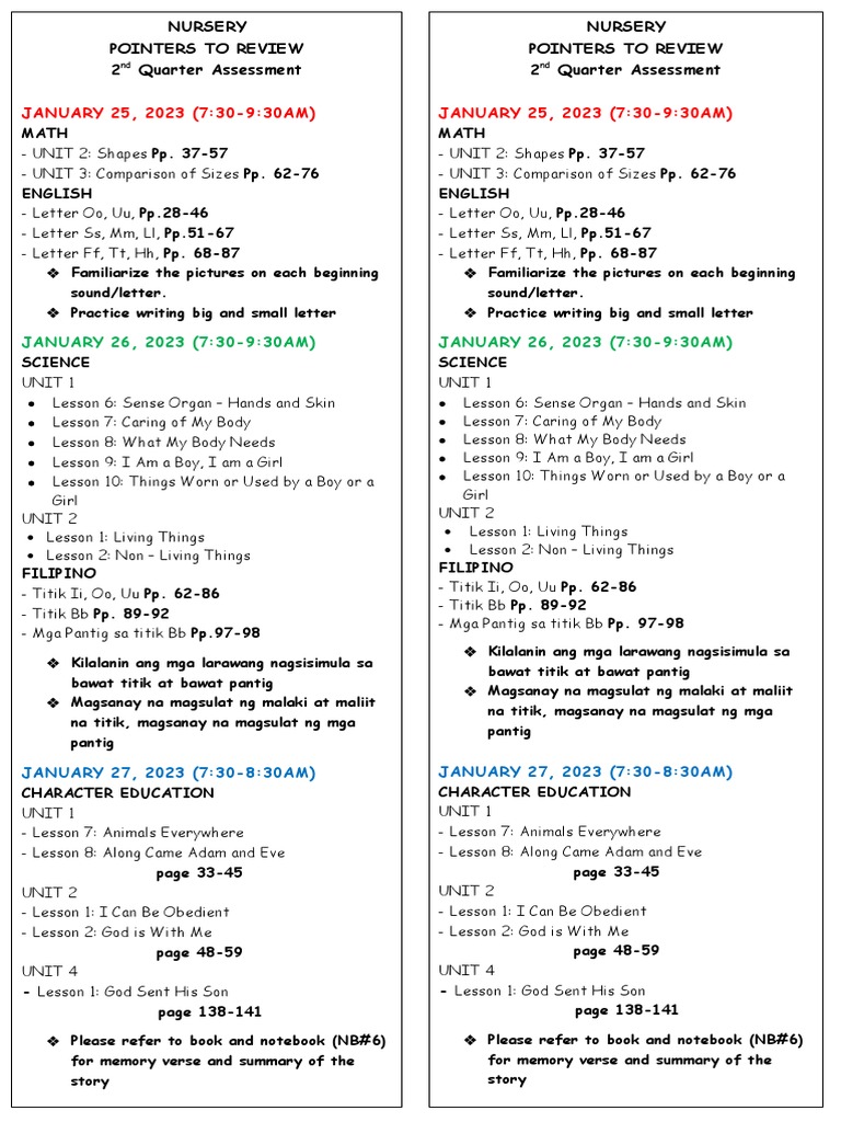 Pointers To Review 2nd Quarter | PDF