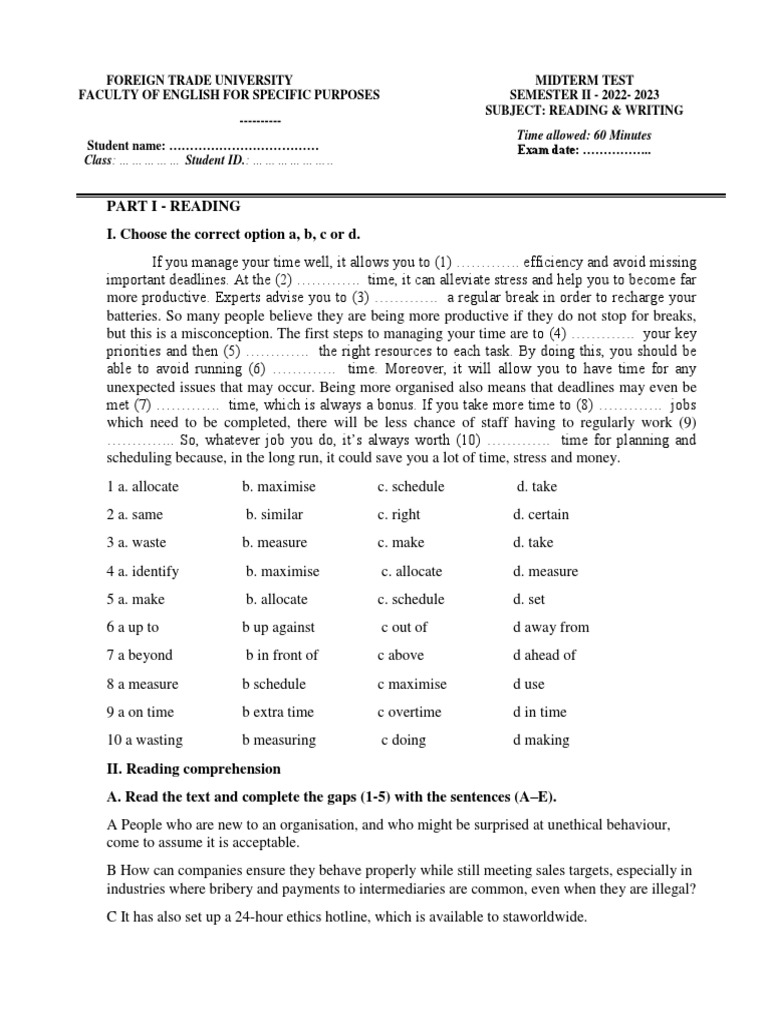 Reading Test B2+ CQ - Copy | PDF