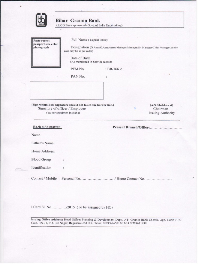 I Card Proforma | PDF