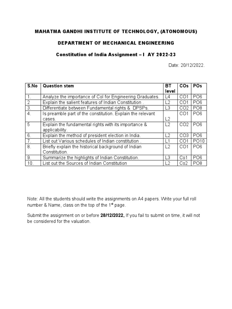 COI Assignment 1 AY 2022-23 | PDF