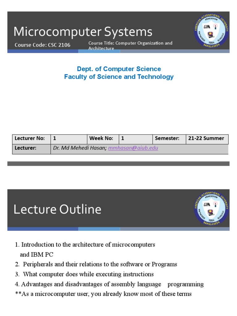 Microcomputer Systems Overview and Architecture | PDF | Central ...