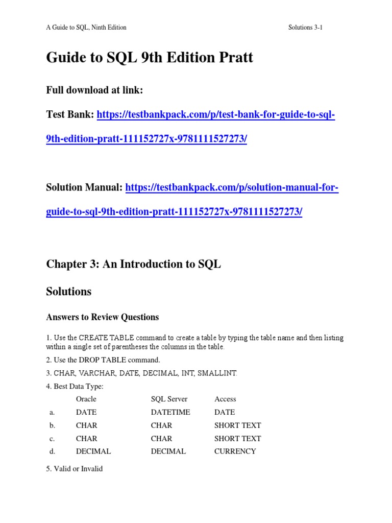 A Guide to SQL, 9th Edition Overview | PDF | Sql | Microsoft Sql Server