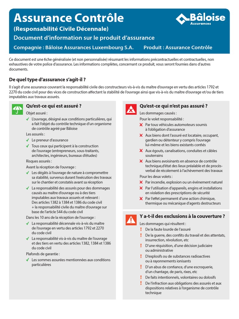 Fiche IPID RC Decénnale | PDF | Assurance