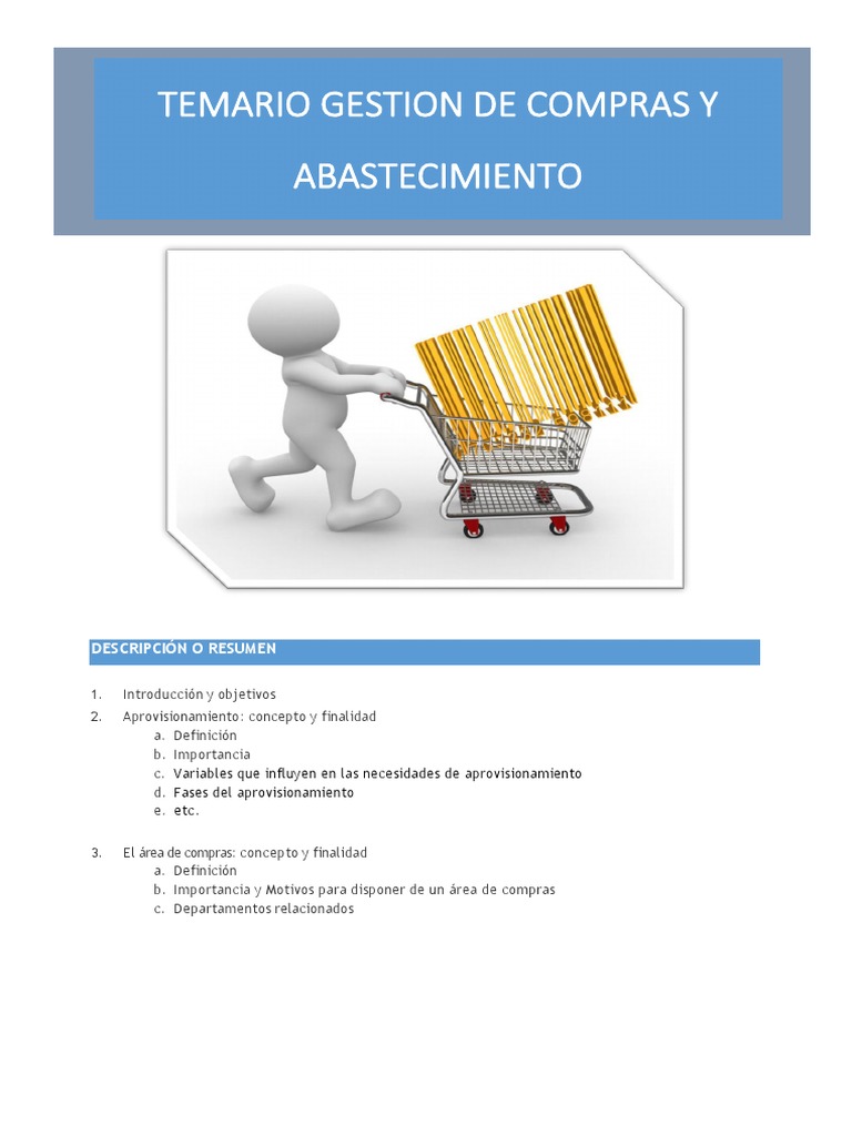 Temario Gestion de Compras y Abastecimiento | PDF