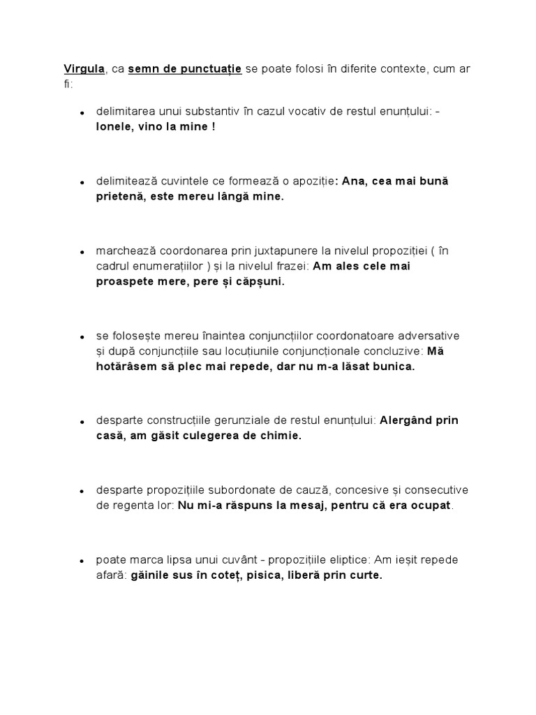 Rolul Virgulei | PDF