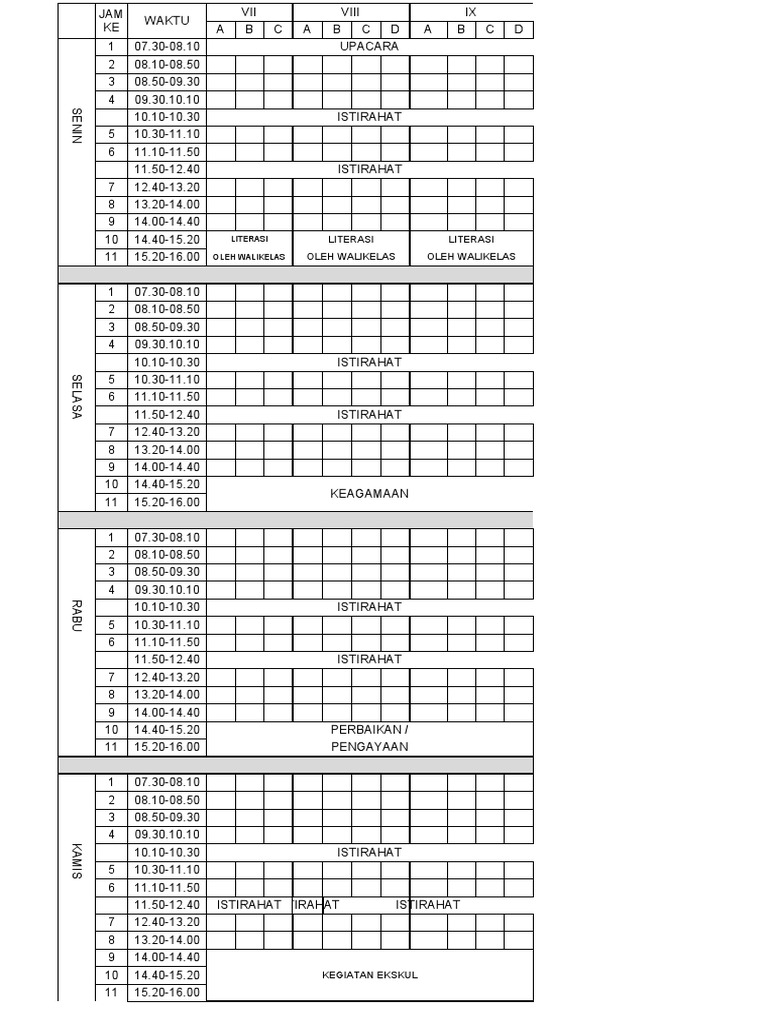 Jadwal Semester Ganjil 2023 - 2024 Coba | PDF