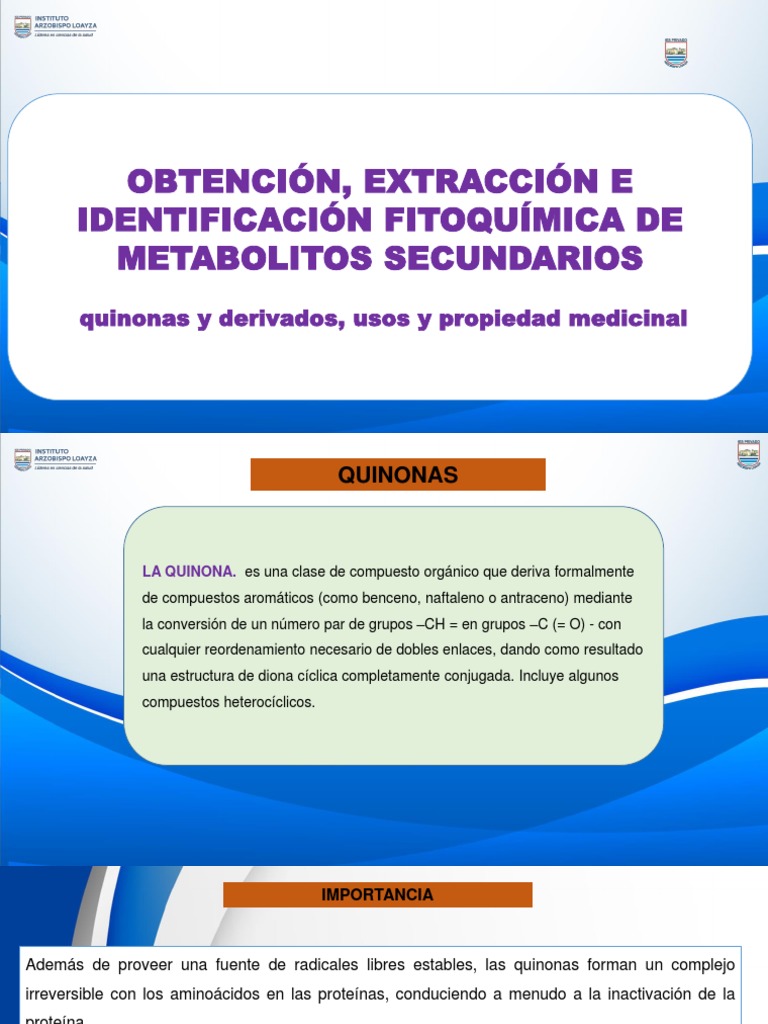 Características y Usos de las Quinonas | PDF