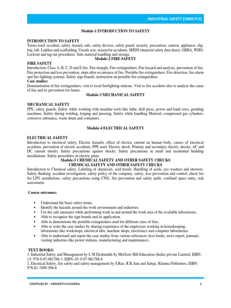 Industrial Safety Notes-1 | PDF | Occupational Safety And Health ...