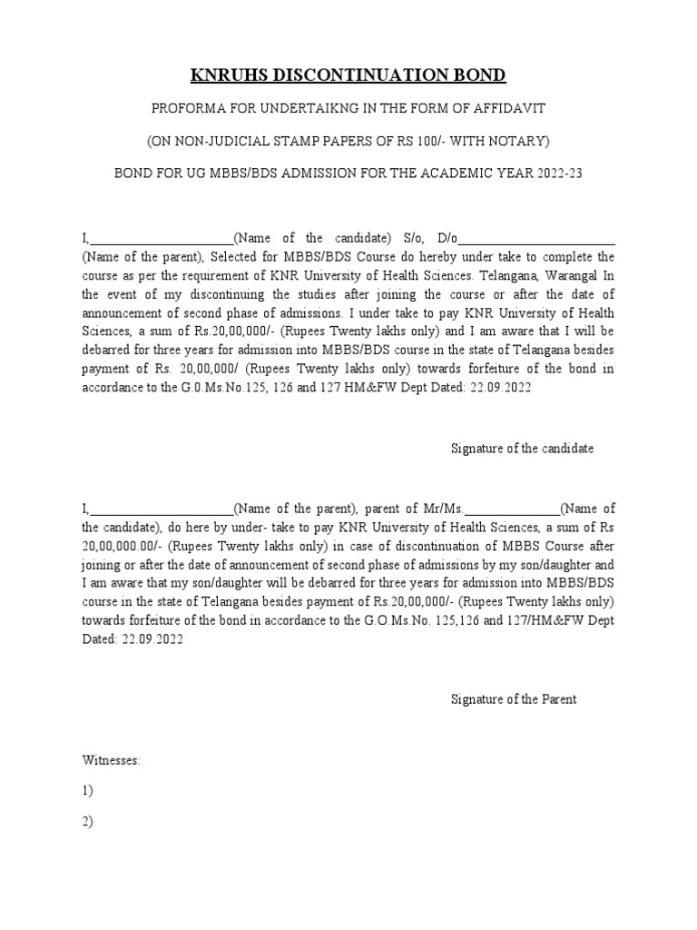 Knruhs Discontinuation Bond 1 | PDF