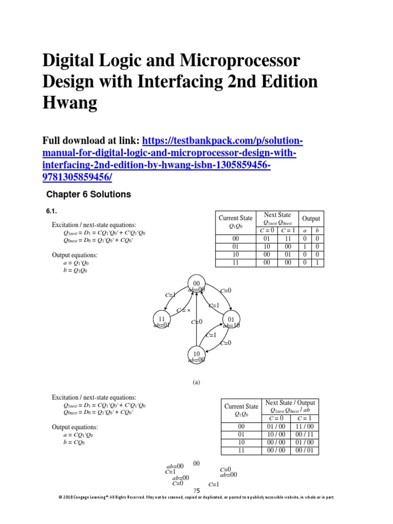 Digital Logic and Microprocessor Design With Interfacing 2nd Edition Hwang Solutions Manual ...