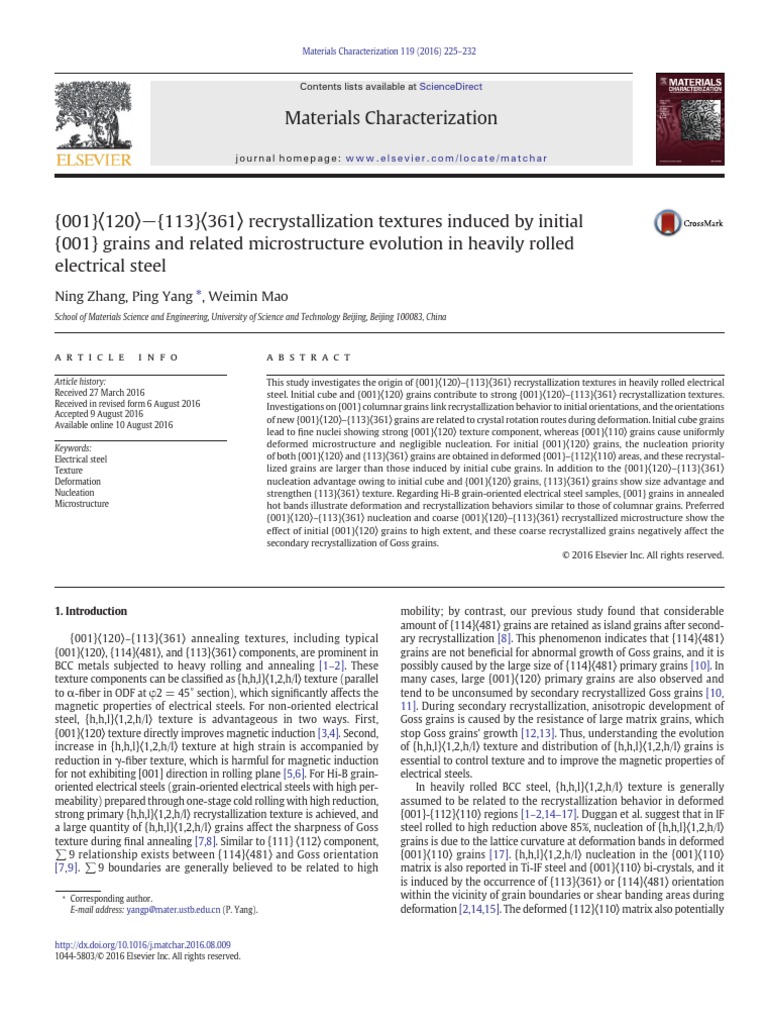 120 (113) 361 Recrystallization Textures Induced by Initial (001 ... 120 (113) 361 Recrystallization Textures Induced by Initial (001 ...