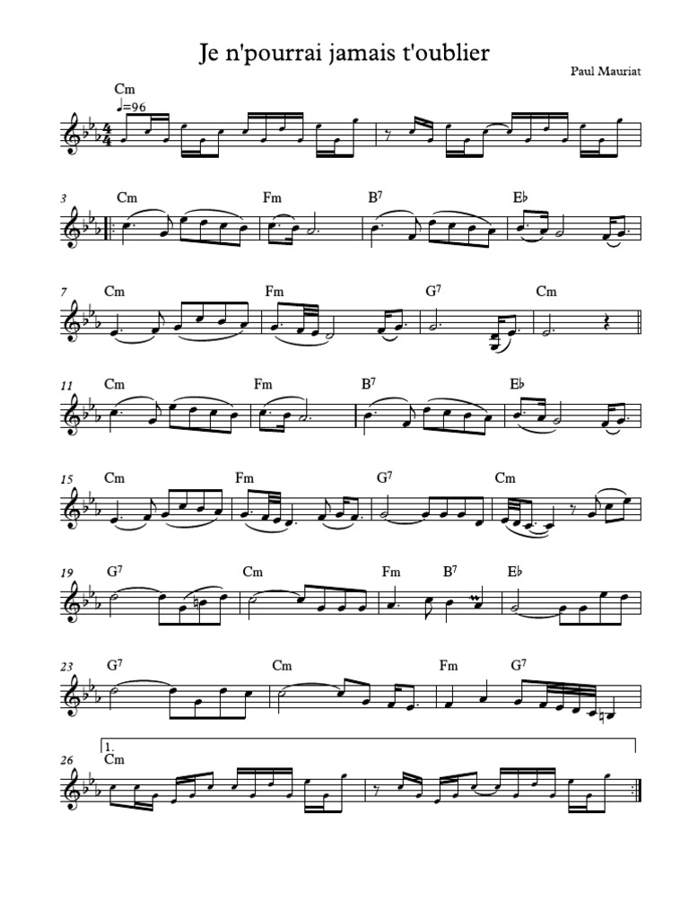 Je N'pourrai Jamais T'oublier - Violin | PDF