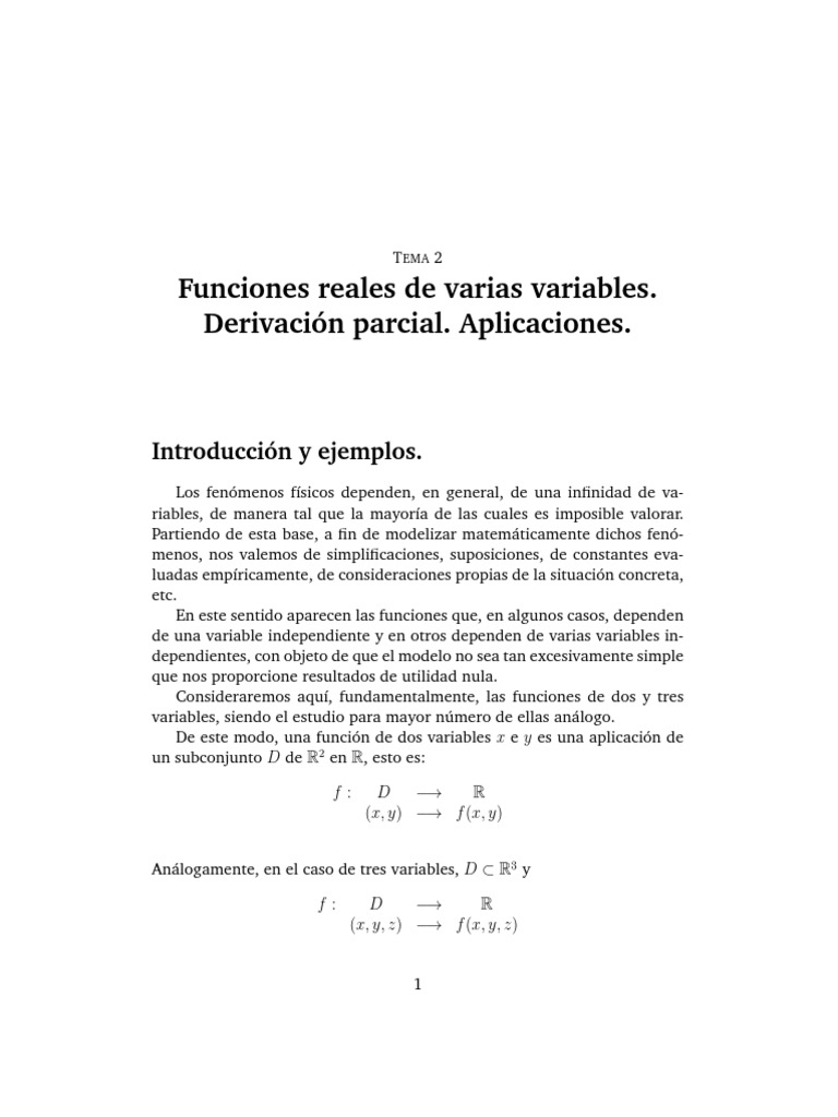 Tema 2 Diferencial de Funciones de Varias Variables | PDF
