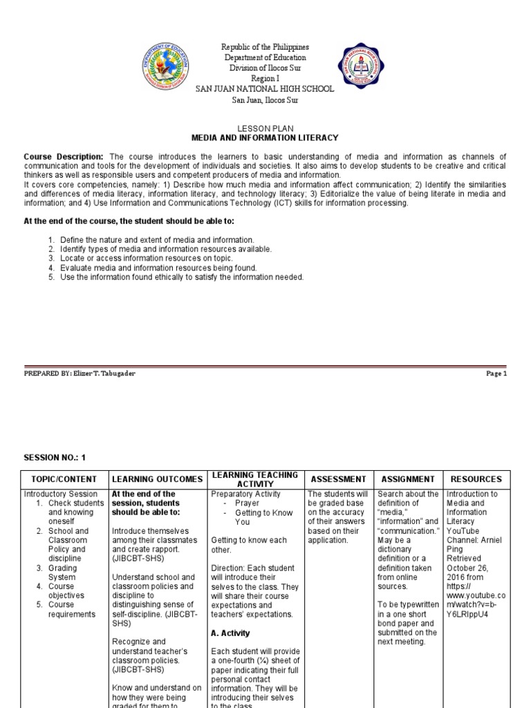 Lesson Plan Mil Elizer | PDF Lesson Plan Mil Elizer | PDF