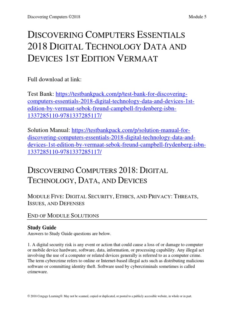 Discovering Computers Essentials 2018 Digital Technology Data and ...