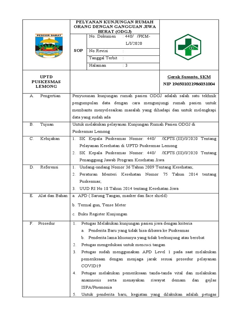 SOP Kunjungan Pasien | PDF