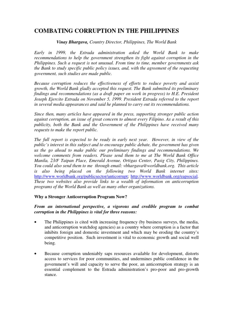 Solutions to Combat Corruption in the Philippines | PDF | Corruption ...
