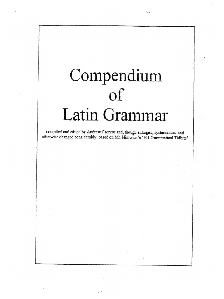 Compendium of Latin Grammar | PDF