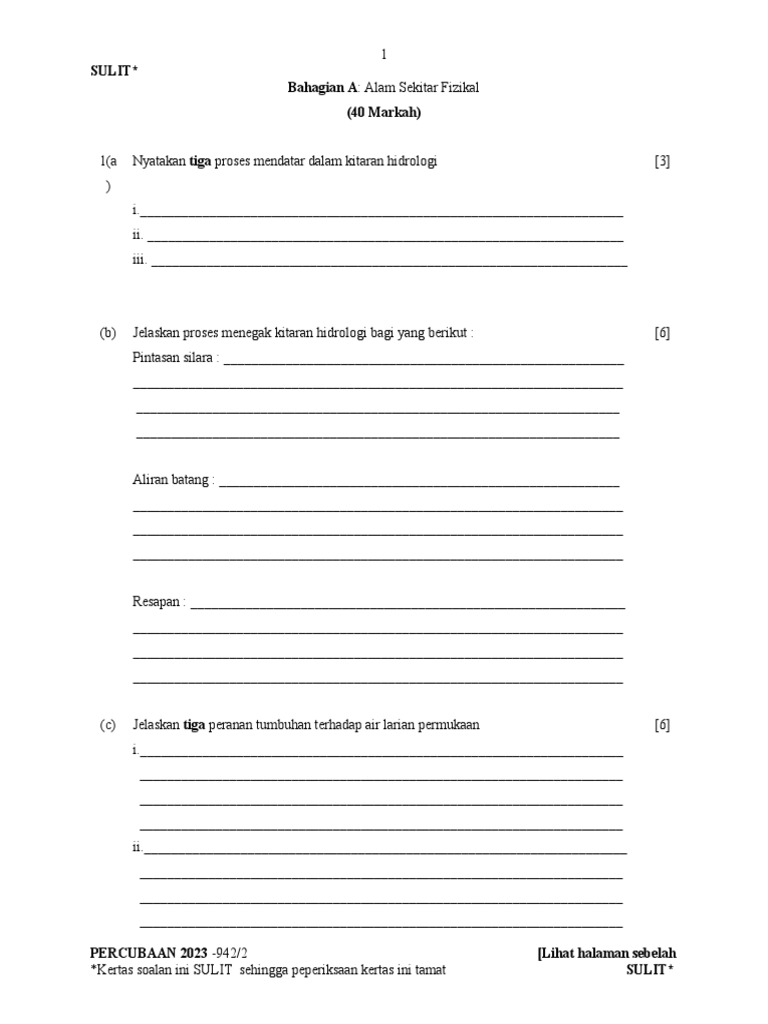 Soalan Trial Geo S2 2023 | PDF
