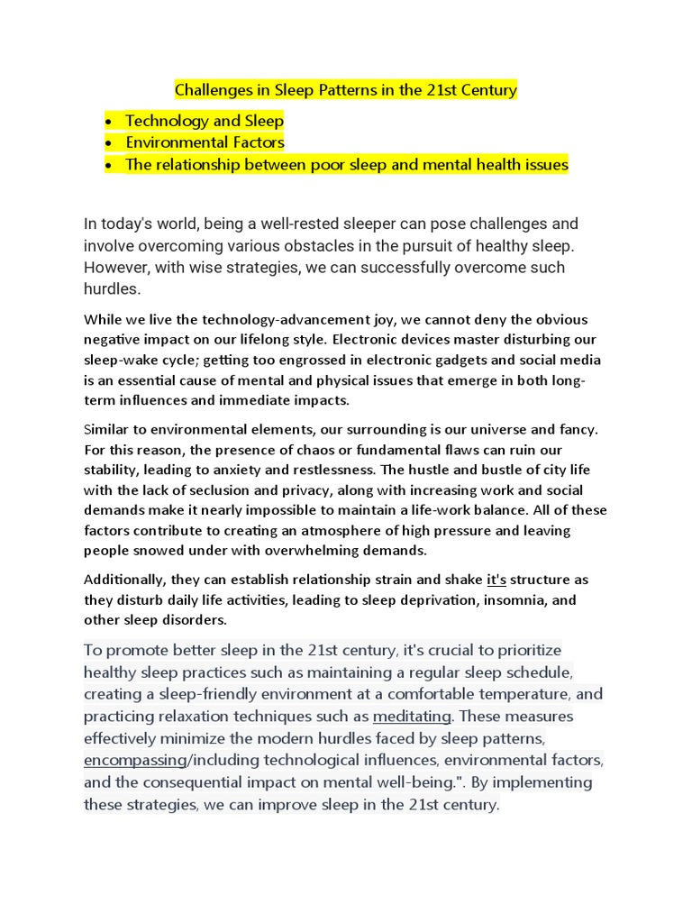 21st Century Sleep Challenges & Solutions | PDF