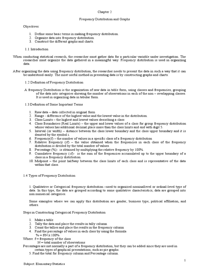 Chapter 2 Elementary Statistics | PDF | Probability Distribution ...