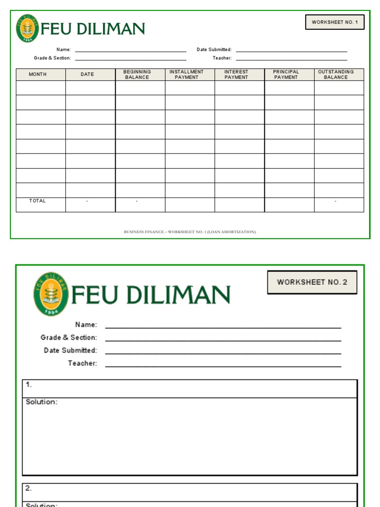 Business Finance Worksheets | PDF | Finance & Money Management